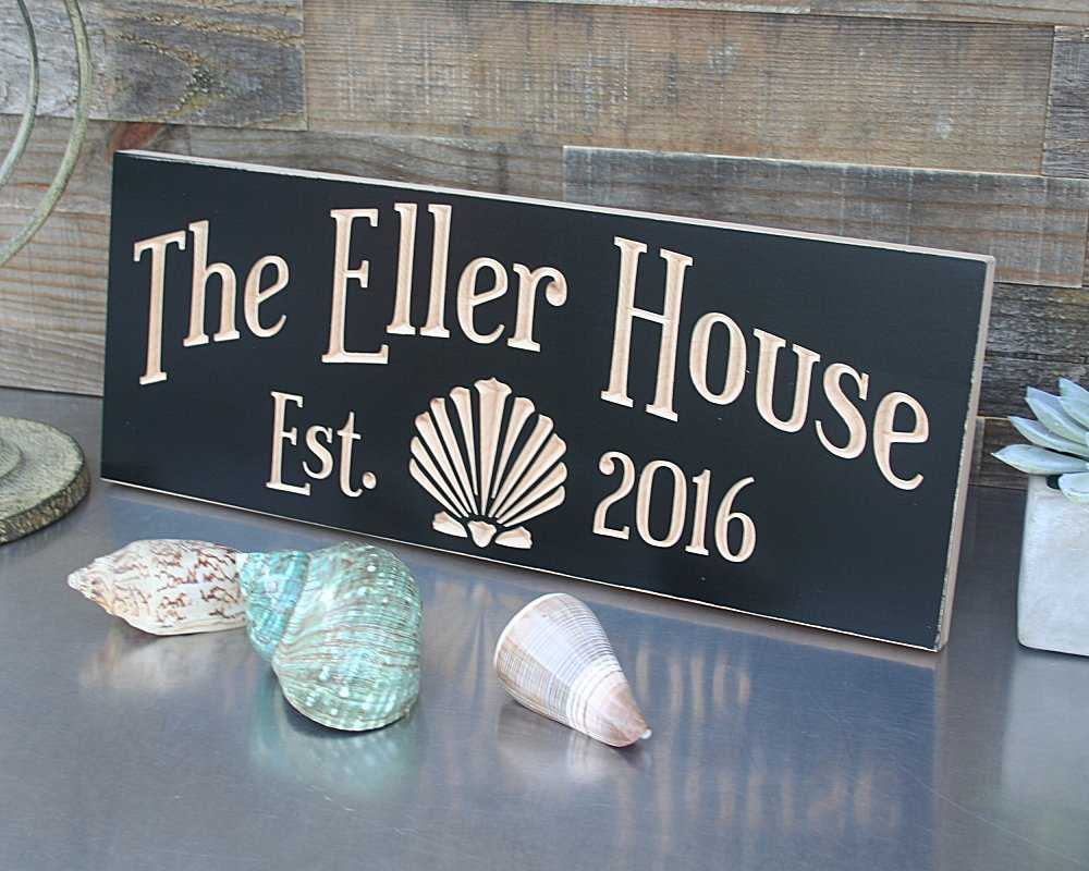 Beach-House-Sign-Personalized-Decor-for-Coastal-Homes-with-Sea-Shell-JS ...