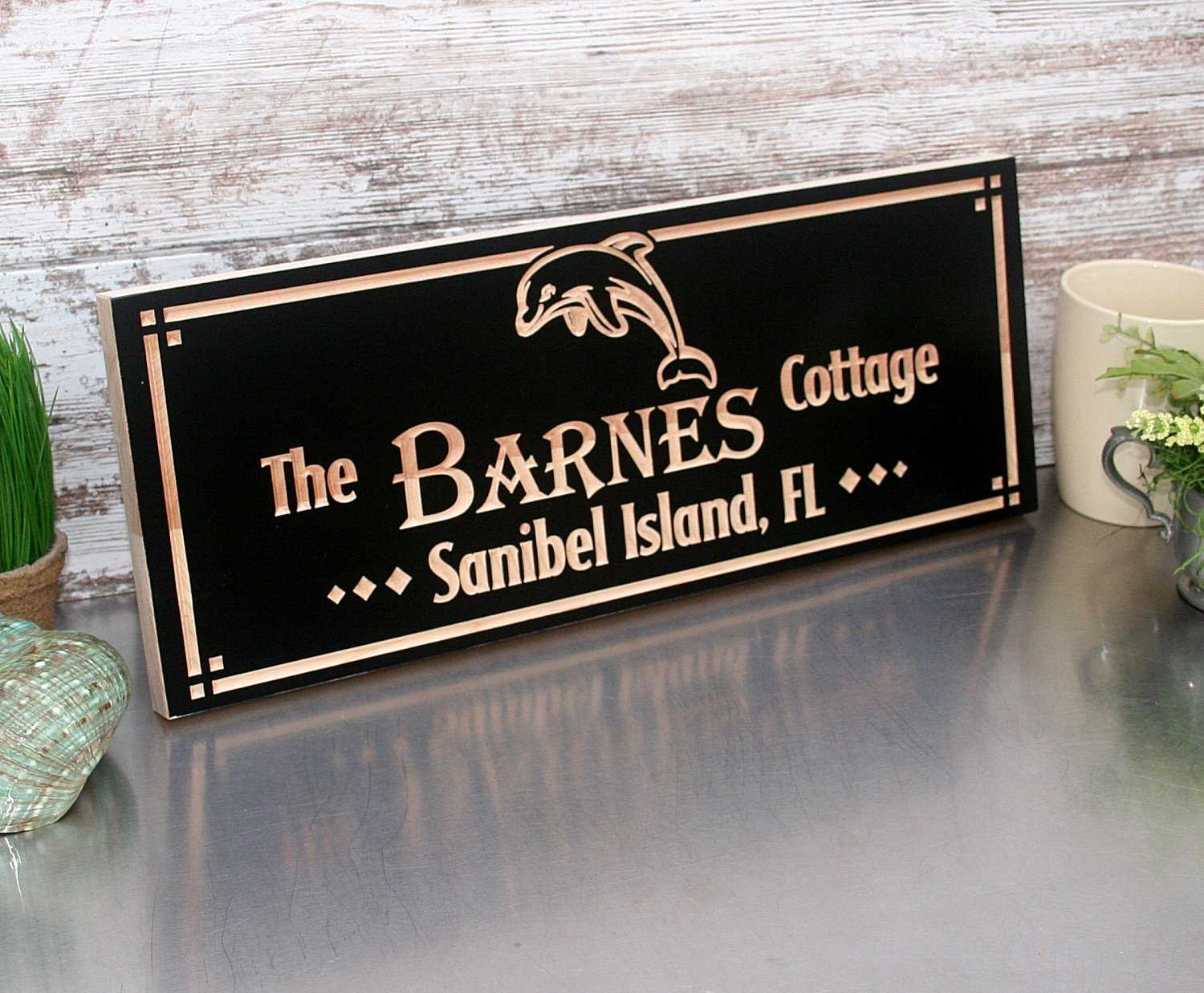 Custom-Family-Name-Sign-with-Dolphin-Perfect-Beach-House-Decor-and-Gift ...