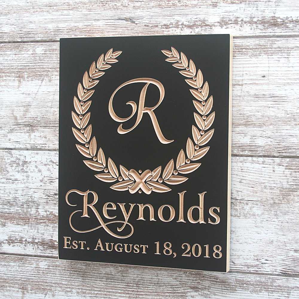 Custom-Family-Name-Sign-with-Monogram-and-Laurel-Wreath-Motif-HT-B ...