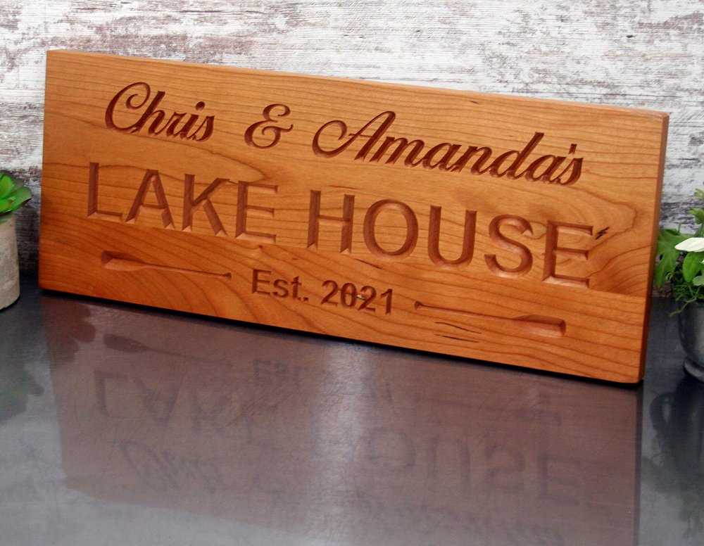 Custom-Rustic-Wooden-Cabin-Lake-House-Sign-with-Boat-Oars-LC-C ...