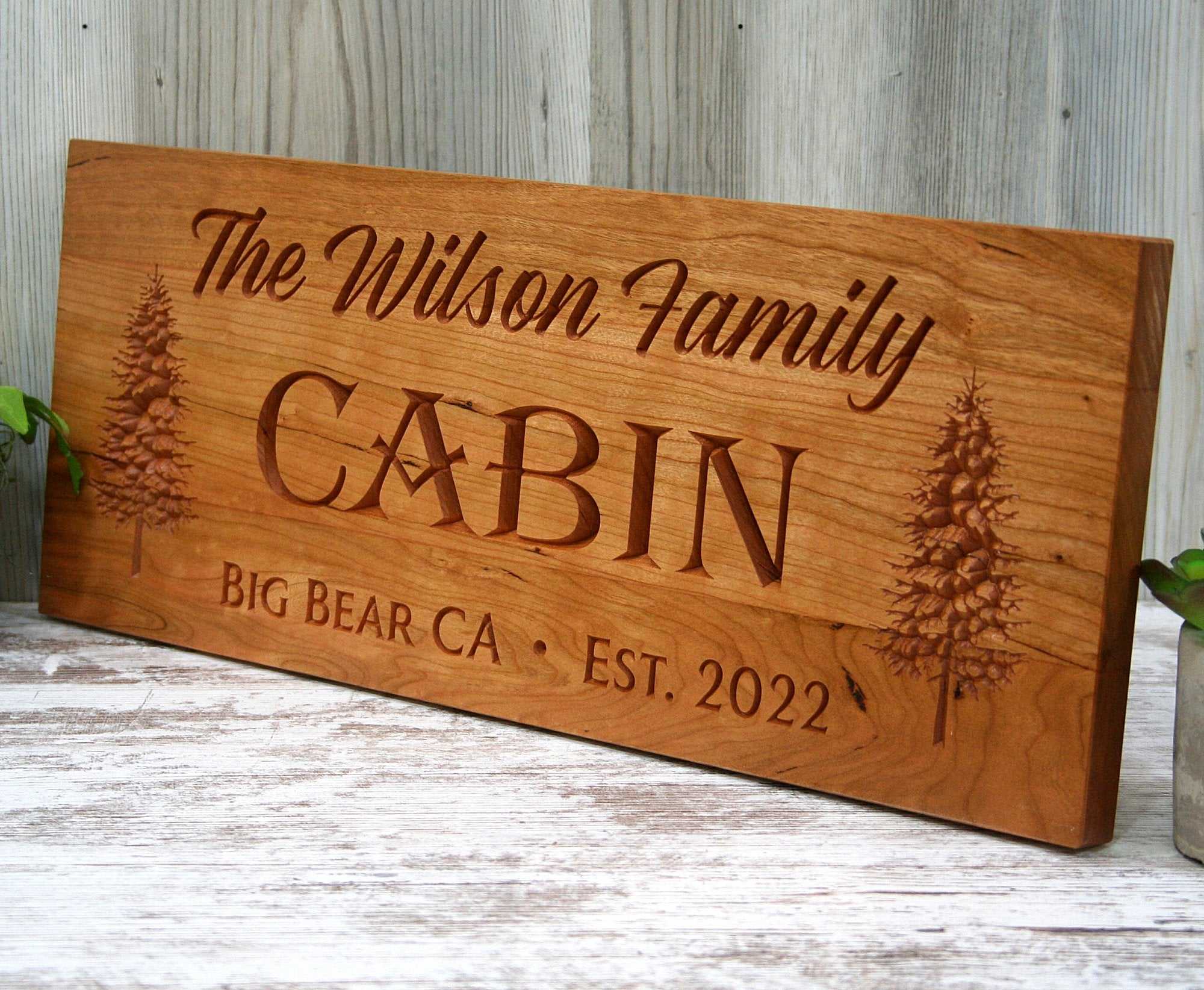 Custom-Wood-Sign-for-Cabin-with-Tree-Personalized-Charm-for-Your-Cabin ...