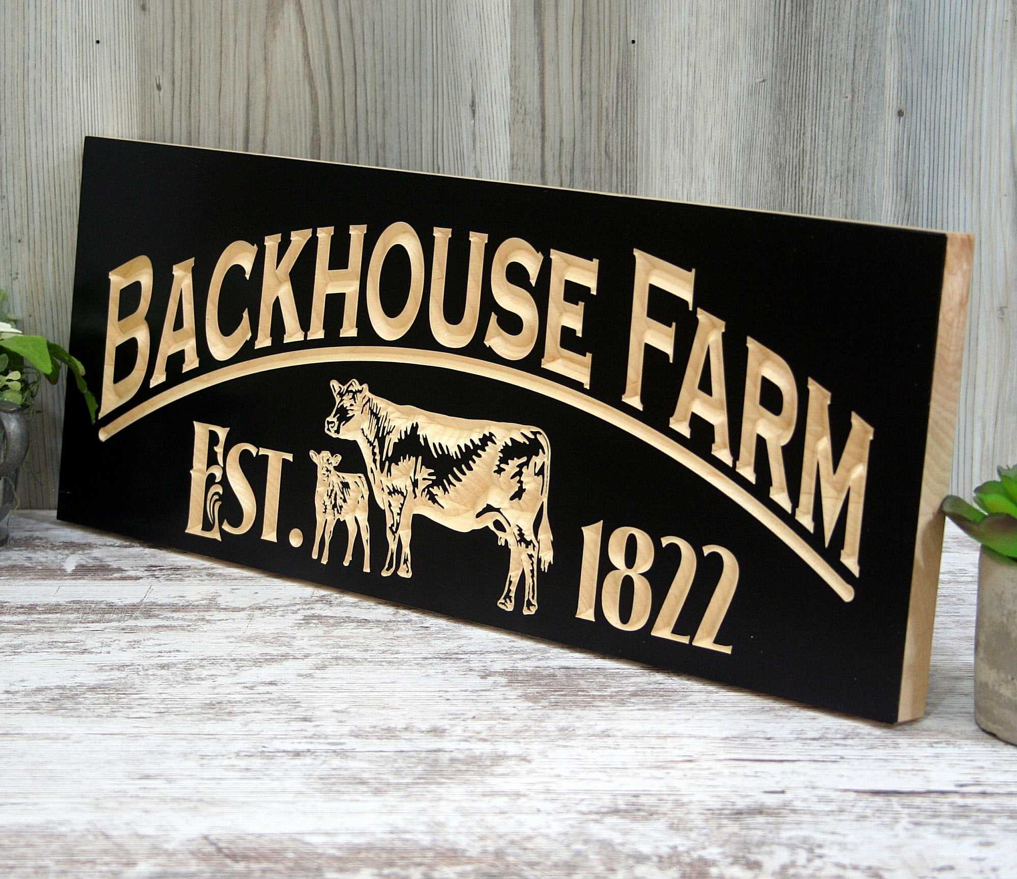 Handcrafted-Wooden-Family-Farm-Sign-With-Cattle-Cows-Rustic-Ranch-Decor ...