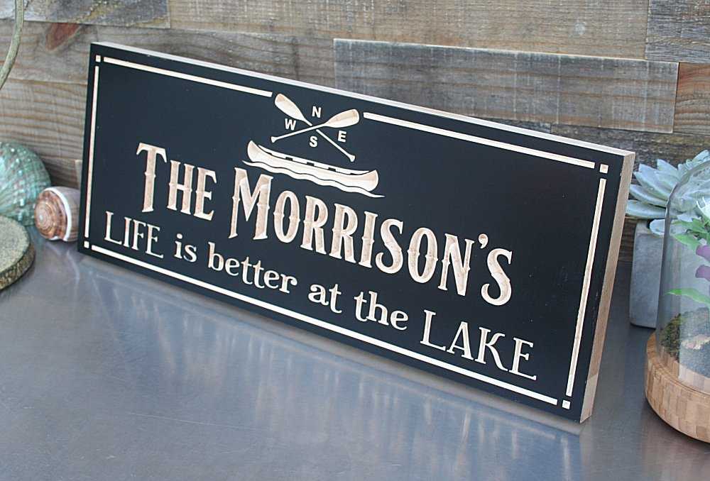 Lake-House-Sign-with-Canoe-Vacation-Home-Decor-Custom-Cabin-Plaque-TK-B ...