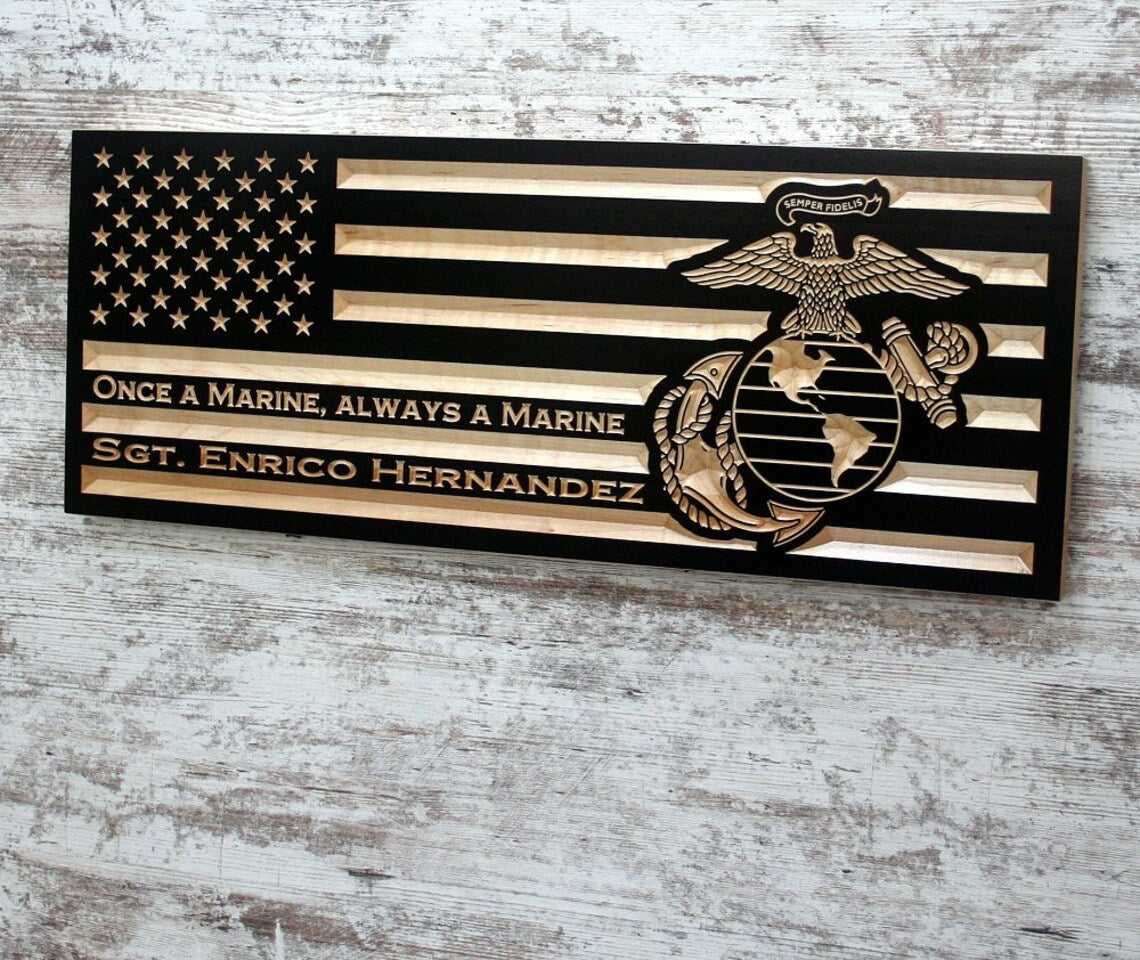 Personalized-Military-Plaques-USMC-Retirement-Gift-Patriotic-Flag-Sign ...
